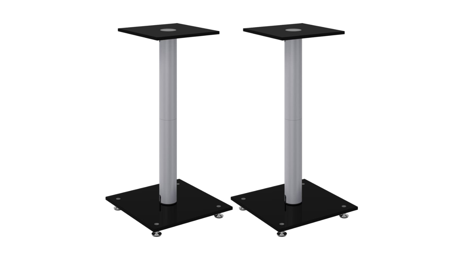 vidaXL Tempered Glass 2 Piece 1 Pillars Design Speaker Stand - Black ...