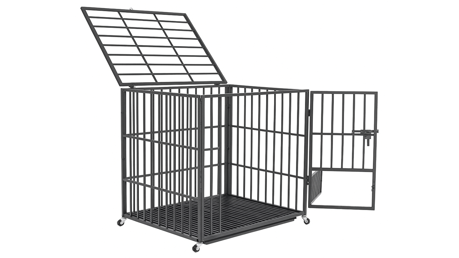 Pretty & Practical Heavy Duty Dog Cage with Lock and Bottom Tray - X ...