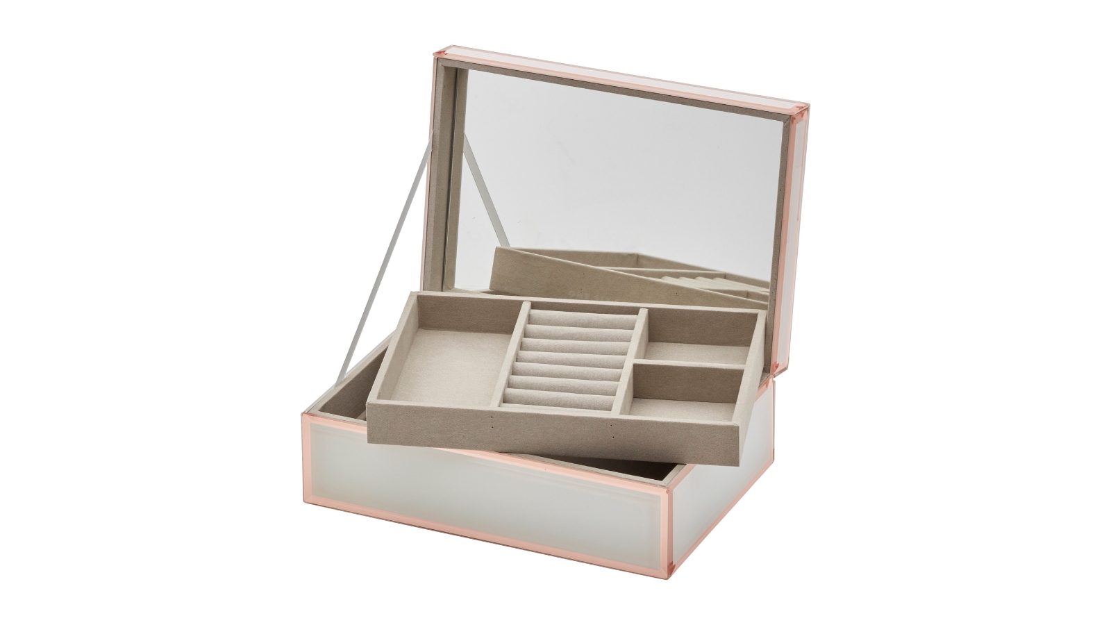 SARA White/Rose Gold Large Jewellery Box | Harvey Norman
