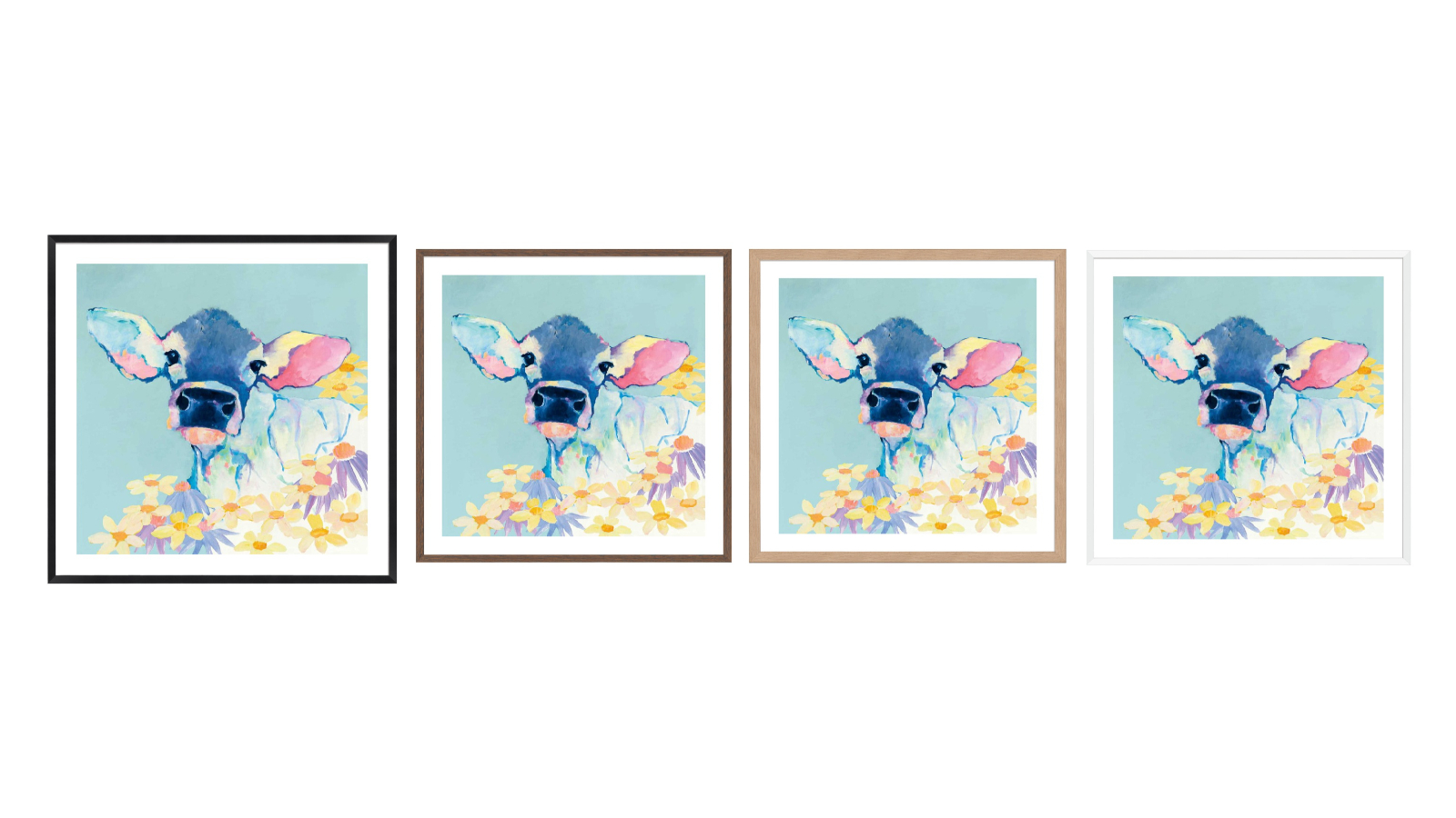 La Grolla Bessie with Flowers on Teal Frame Wall Art | Harvey Norman