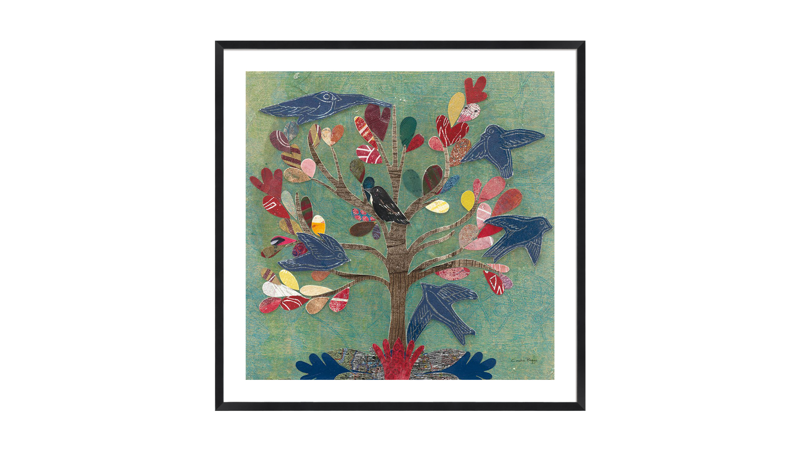 La Grolla Birds in a Tree Black Frame Wall Art - 74 x 74cm | Harvey Norman