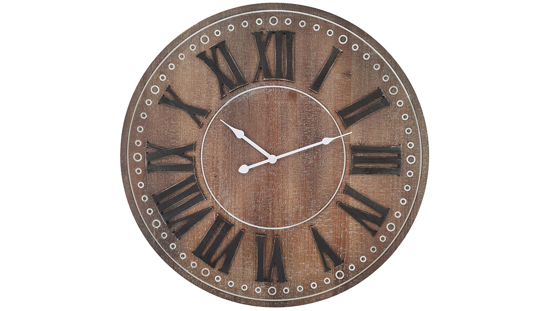 Willow and Silk MDF 60cm Rustic Brown/Black Roman Numeral Wall Clock ...