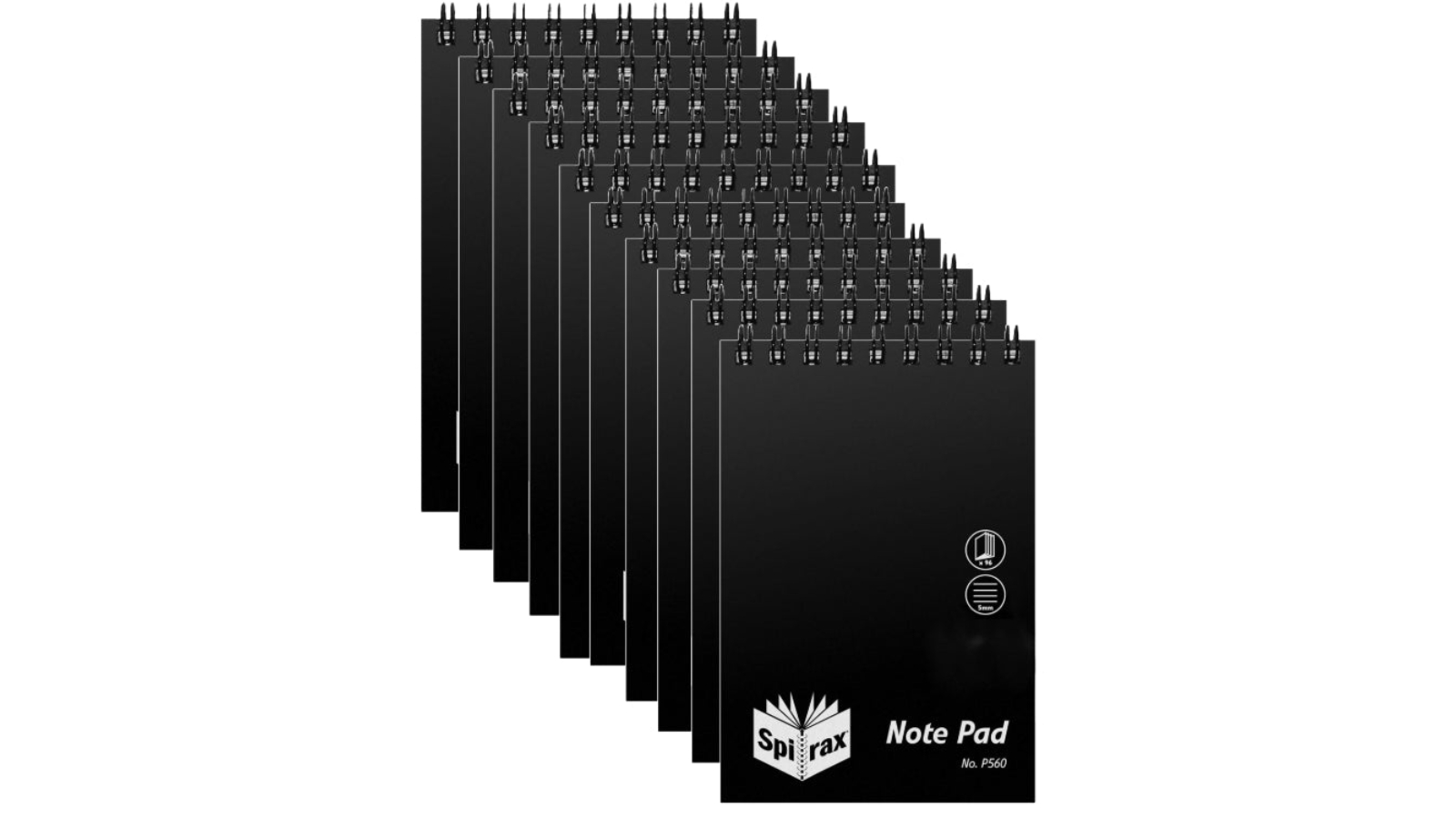 Spirax Pack of 10 96 Page P560 Spiral Bound Top Pocket Notebook - Black ...