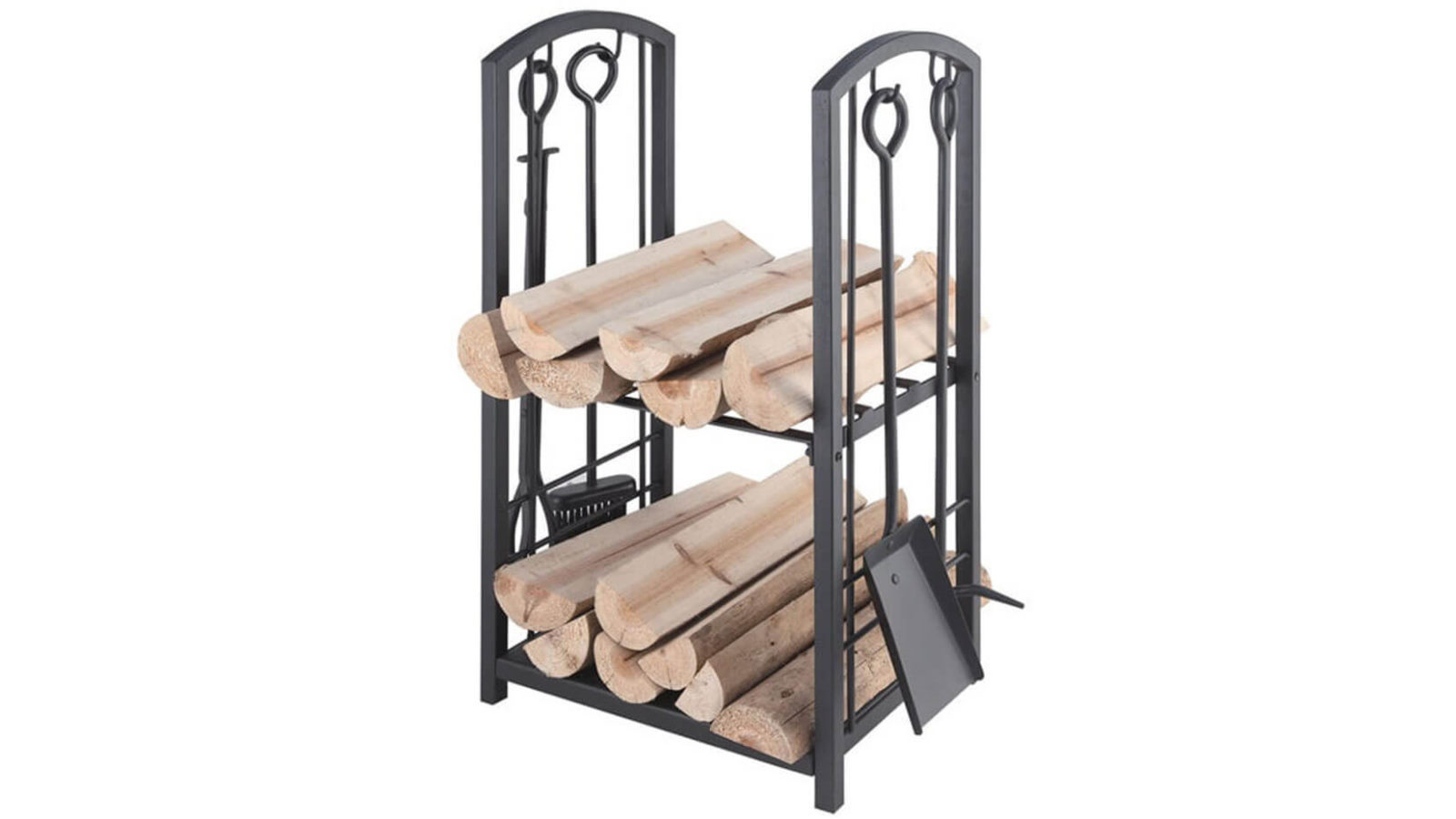 FireUp 2 Tier Steel Wood Rack with 4 Piece Firetools | Harvey Norman