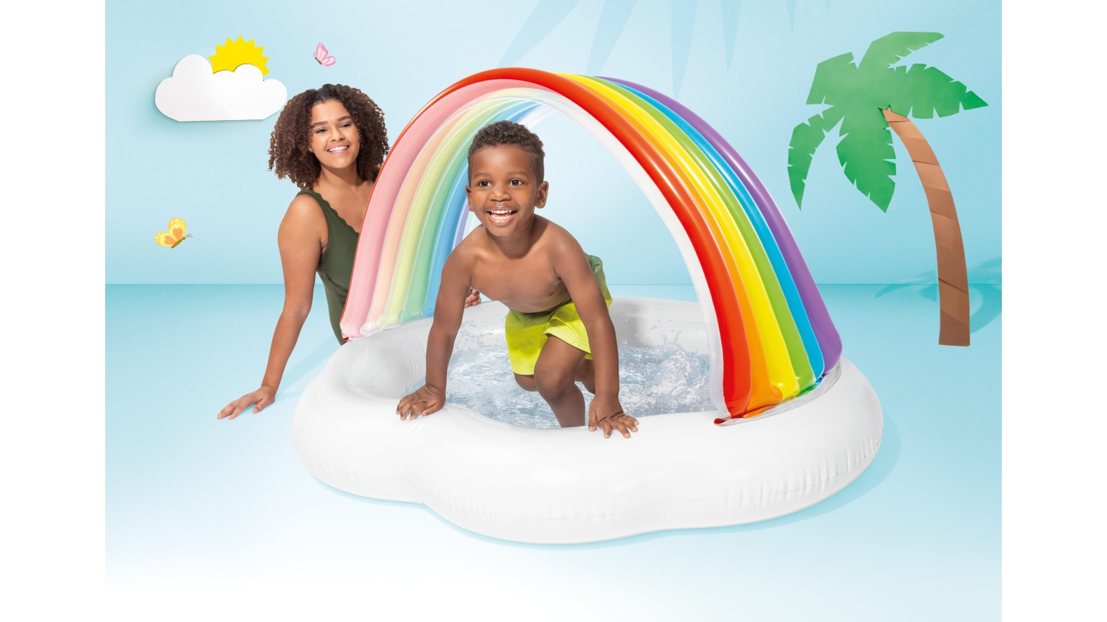 Intex Rainbow Cloud Inflatable Spray Baby Pool | Harvey Norman