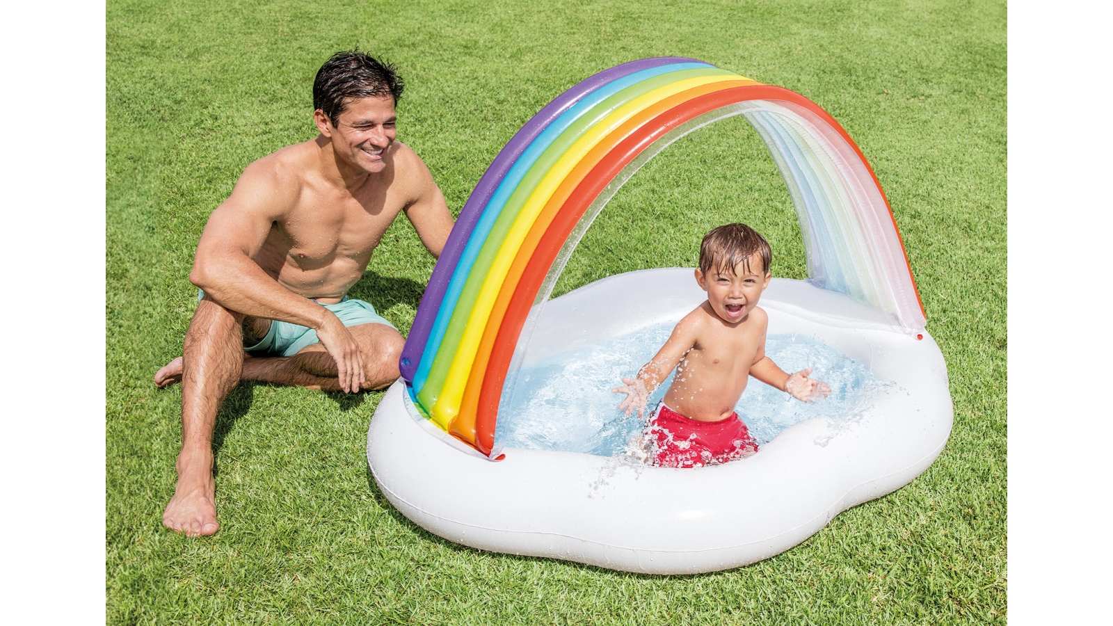 Intex Rainbow Cloud Inflatable Spray Baby Pool | Harvey Norman