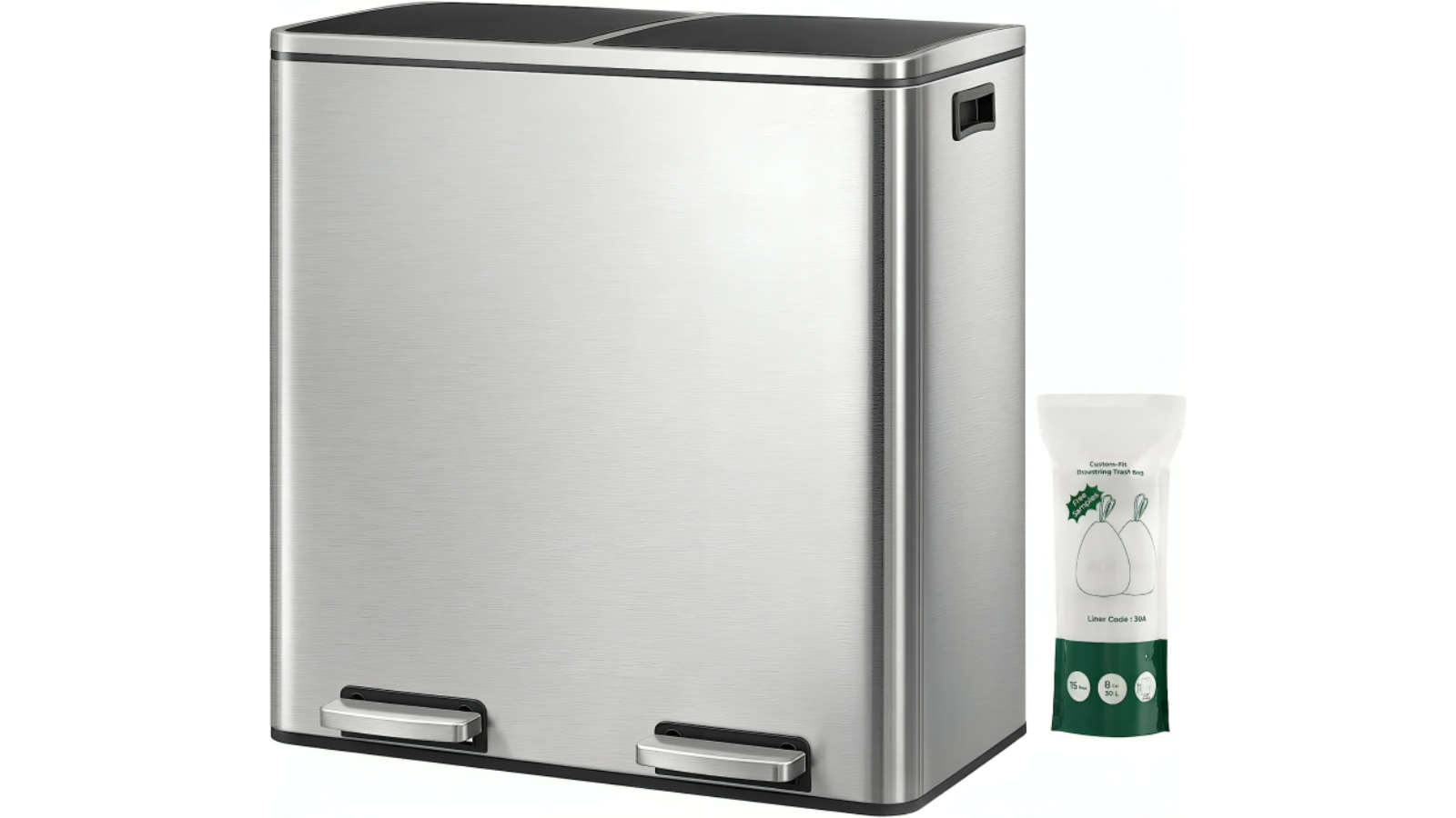 Vikus Dual Garbage Bin - Silver | Harvey Norman
