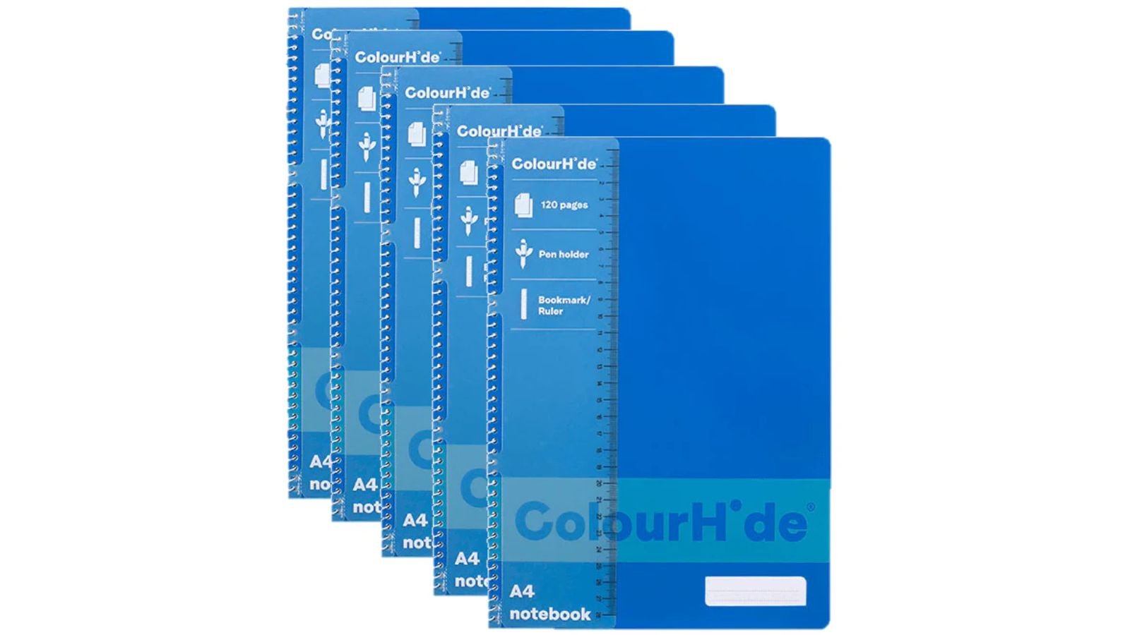 ColourHide Pack of 5 120 Page A4 Notebook - Blue | Harvey Norman