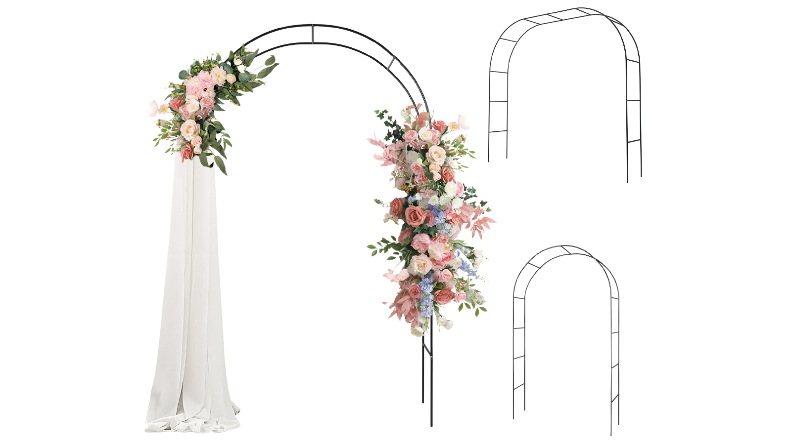 Garden Arches 200-240cm Adjustable Height Metal Frame Garden Trellis ...