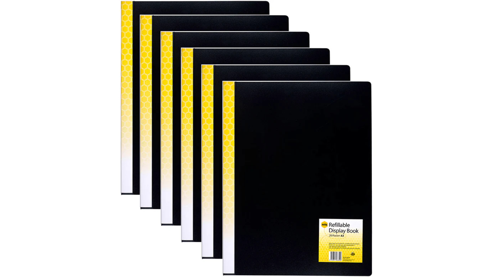 Marbig Pack of 6 A3 Heavy Duty Refillable Display Book Portrait - Black ...