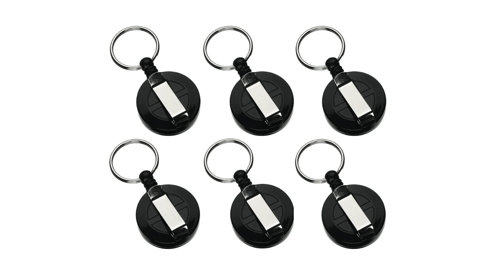Rexel Pack of 6 Mini Retractable Key Holder with Keyring and Cord ...