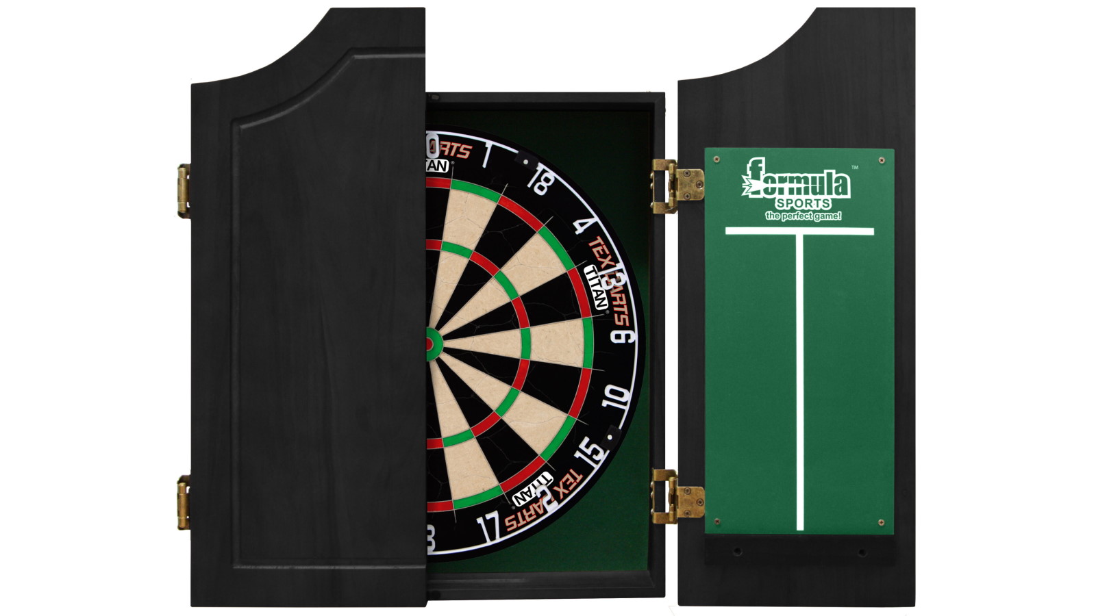 Tex Darts Titan Dart Board with Solid Wood Timber Black Cabinet + Darts ...