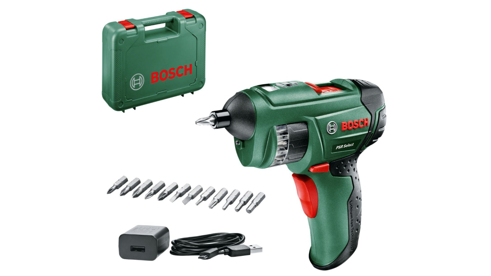 Bosch Cordless Screwdriver with 12 Standard Bits in Case | Harvey Norman