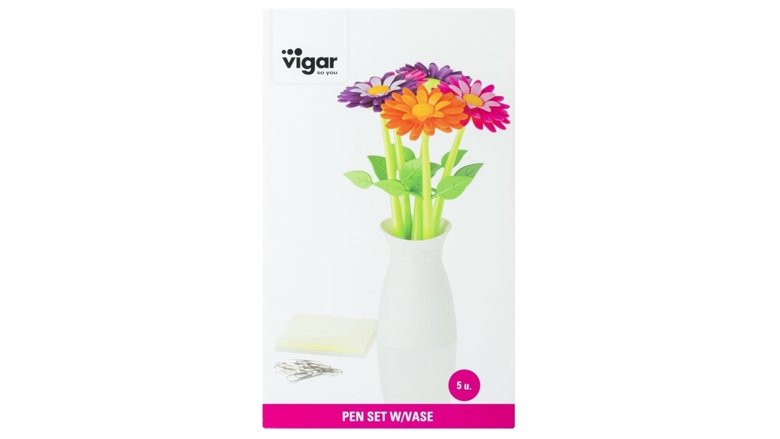 Vigar Flower Power 5 Piece Pen Set With Vase | Harvey Norman