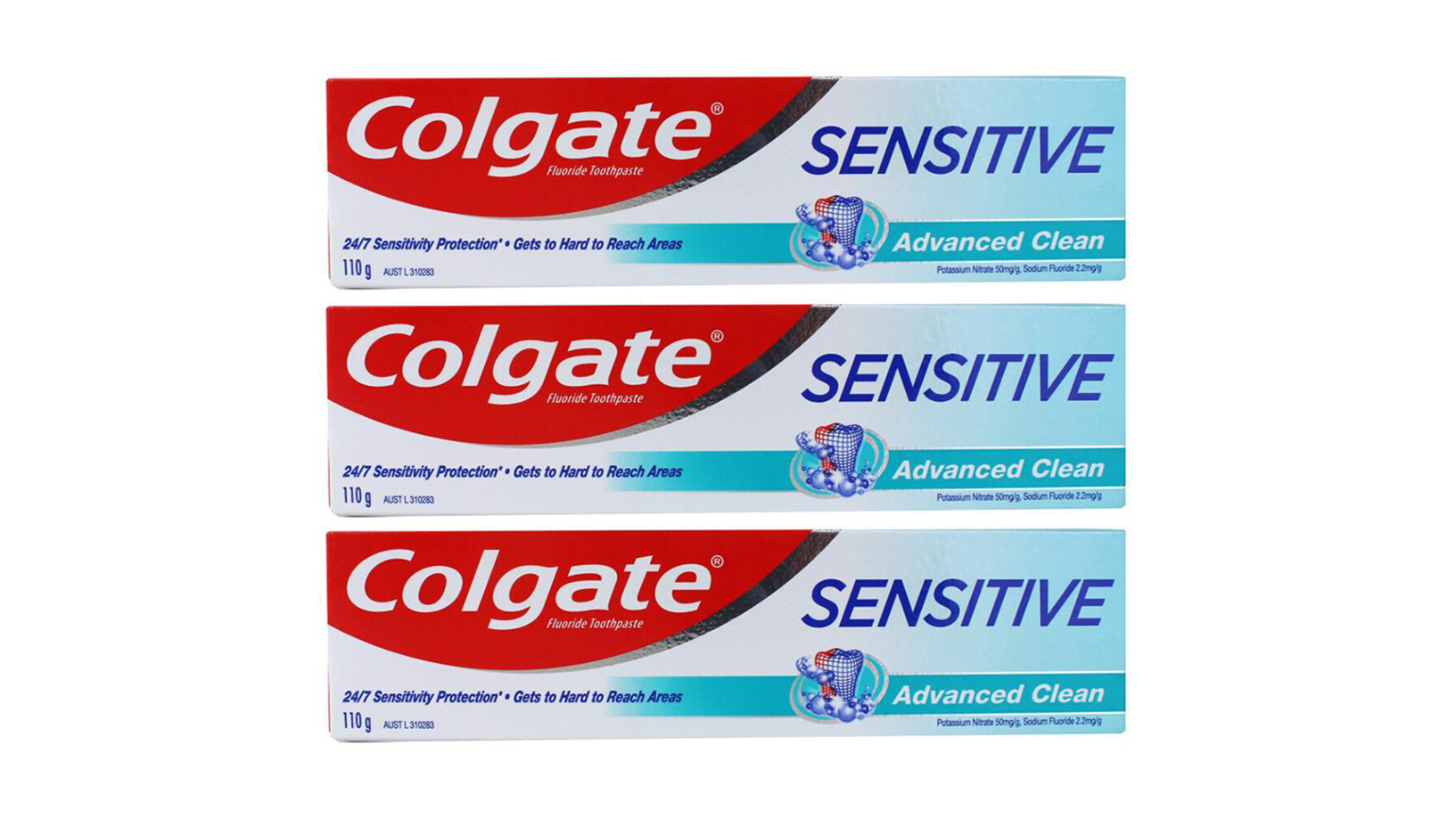 Colgate 3 Piece Sensitive Advanced Clean Toothpaste - 110g | Harvey Norman