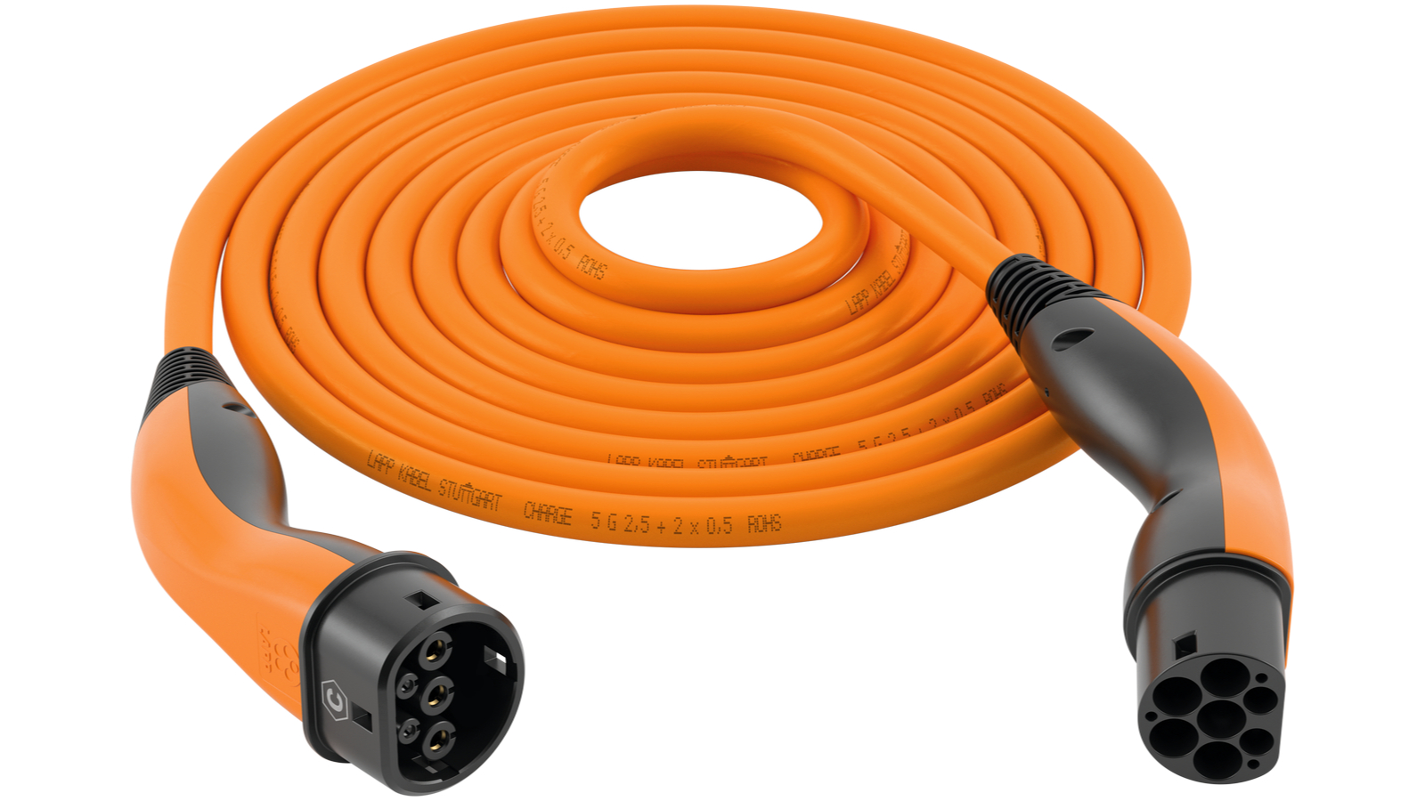 LAPP EV 5metre Helix Charge Cable Type 2 7.4kW-1P-32A - Orange | Harvey ...