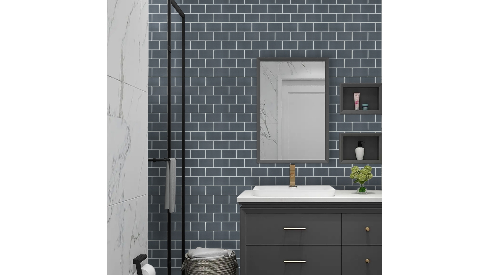 Serrano 10 sheets 30.5cm x 30.5cm 3D Peel and Stick Wall Tile - Dark ...