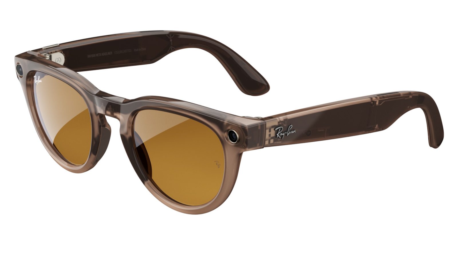 Ray-Ban Meta Headliner AI Glasses - Shiny Warm Stone Transparent Frame ...