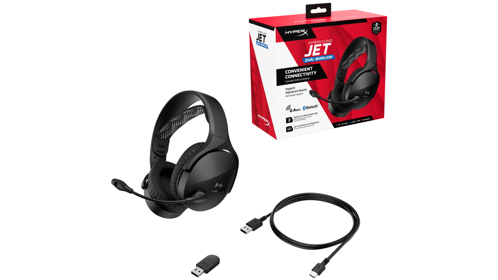 HyperX Cloud Jet Dual Wireless Gaming Headset - Black | Harvey Norman