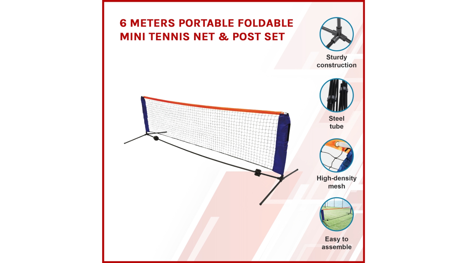 Serrano 6 Metres Portable Foldable Mini Tennis Net & Post Set | Harvey ...
