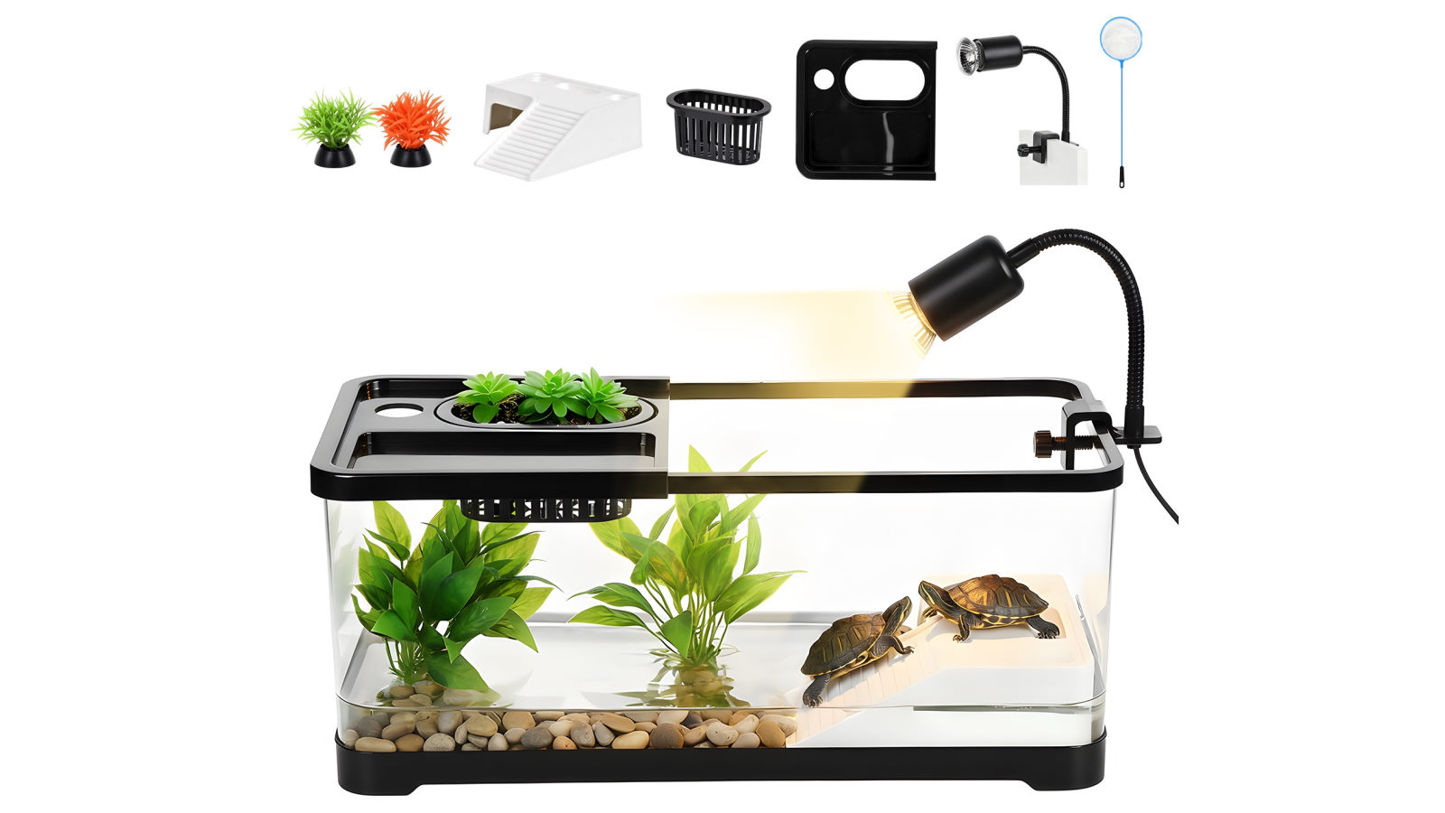 Advwin Turtle Tank Kit Basking Lamp Non-Slip Stairs | Harvey Norman