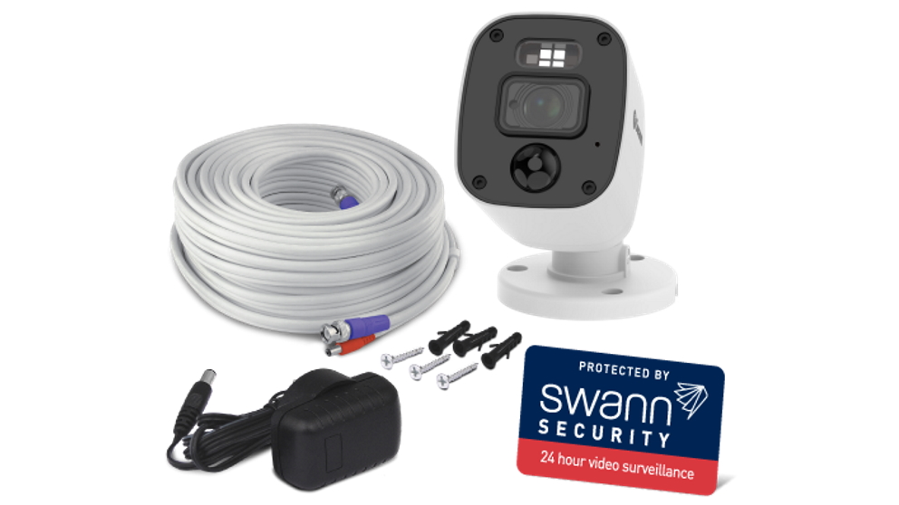 Swann 1-Pack 2K Add-On Flashing and Spotlight Bullet Camera with Mic ...