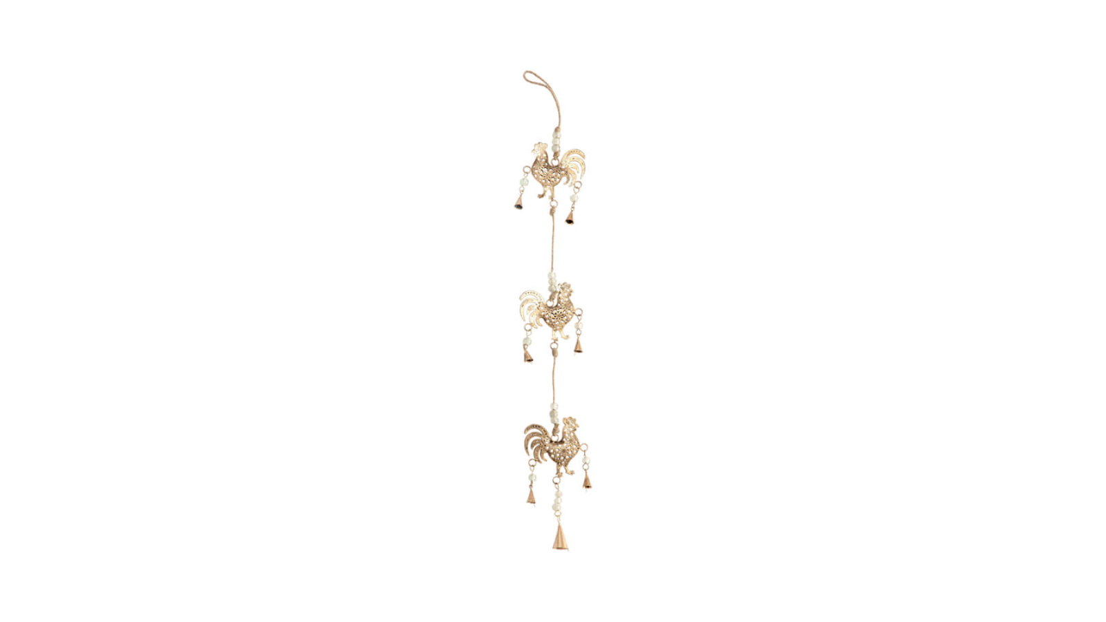 Willow and Silk Handcrafted Hanging Roosters with Beads & Bells - 10 x ...