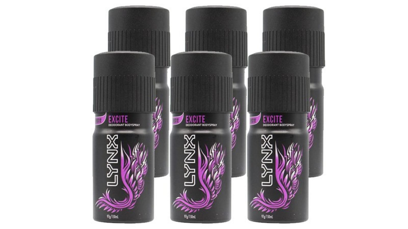 Lynx 97g Pack of 6 Deodorant Body Spray Excite | Harvey Norman