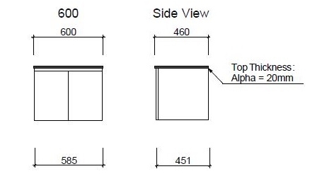 Timberline Austin 600mm Wall-Hung Vanity with Centre Bowl Alpha Ceramic ...
