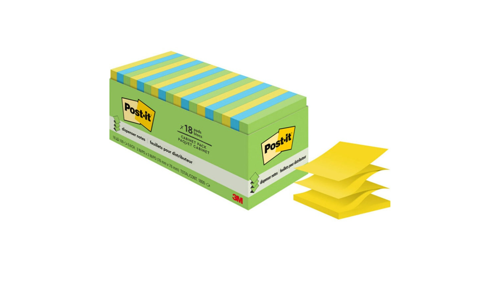 Post-it Pack of 18 Jaipur Colours Cabinet Box Pop-up Note - 7.6 x 7.6cm ...
