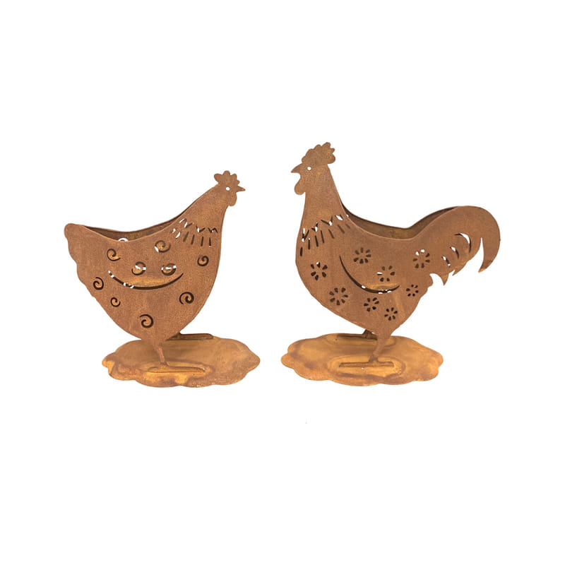 Set of 2 Assorted Trendy Rust Chook Planter - 24 x 11 x 26cm/20 x 11 x ...