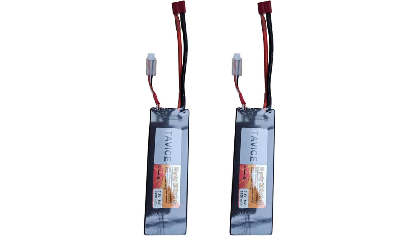 BatteryMate Pack of 2 Tavice 6200mAh 2S 50C Hard Case LiPo Battery with ...