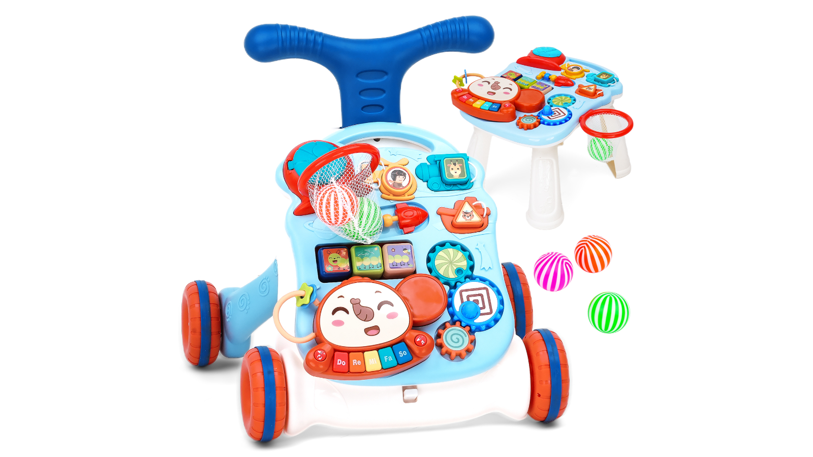 Advwin 3-in-1 Baby Early Sit-to-Stand Adjustable Height Push Toy Music ...