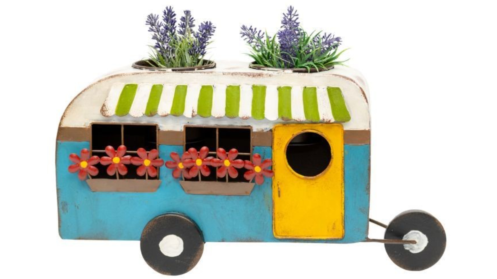 Willow and Silk Colourful Caravan Double Pot Planter - 43 x 14 x 24cm ...