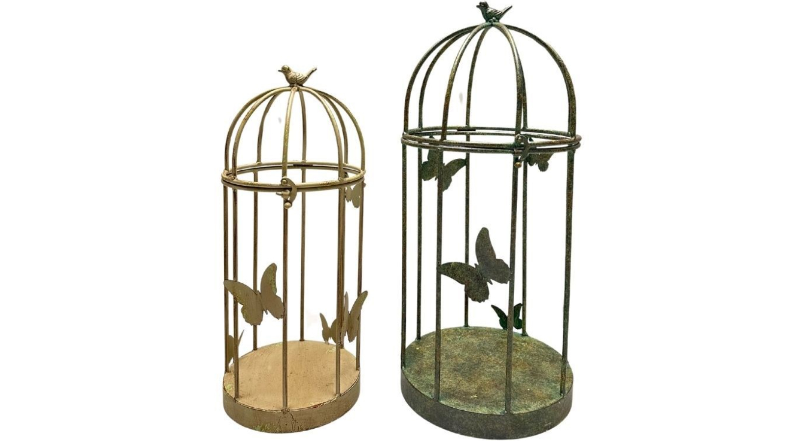Willow and Silk Set of 2 Nested Distressed Finish Plant Cage with ...