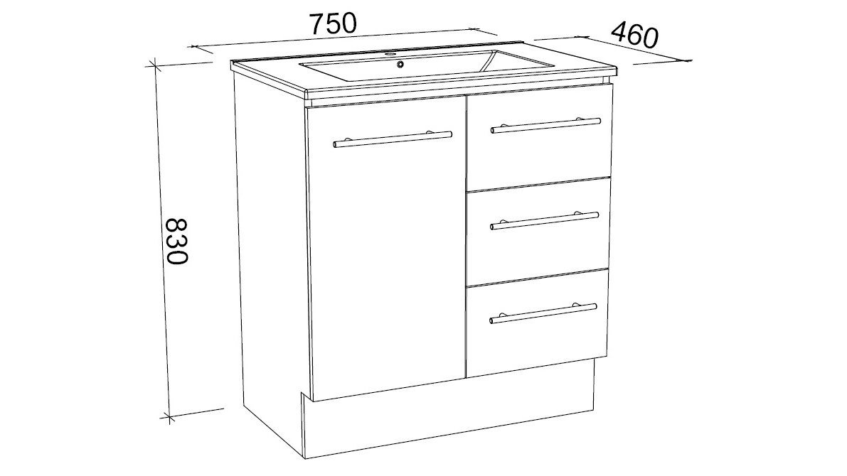 Timberline Austin 750mm Floor Standing Vanity with Centre Bowl Alpha ...