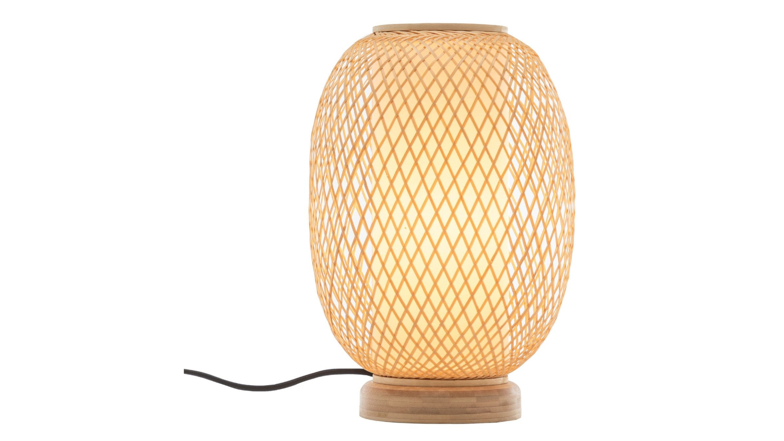 New Oriental Natural Woven Bamboo Oval Lamp | Harvey Norman