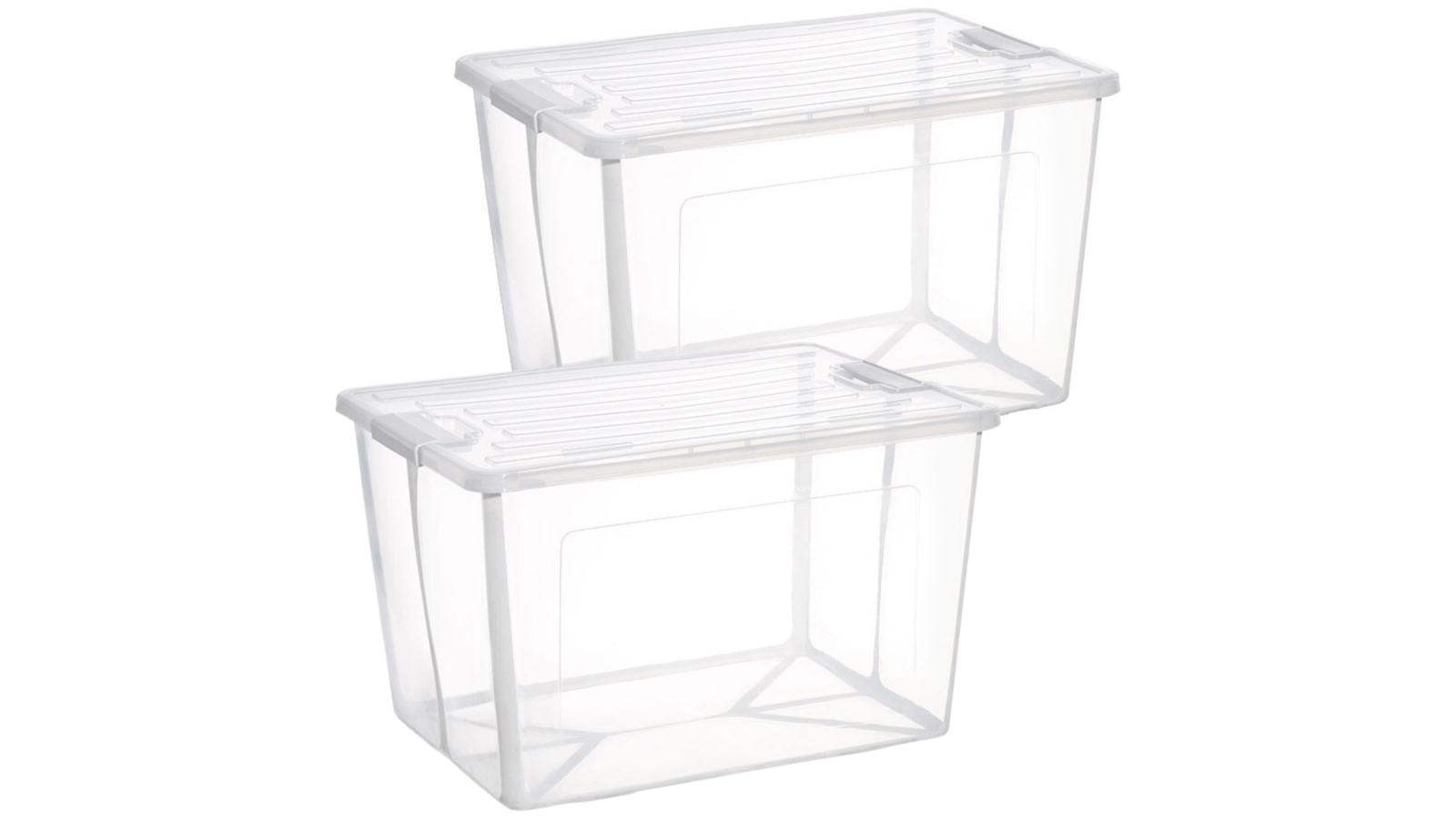 BR Home 2 Piece Modular Clear Foldable Storage Box with Lid Plastic Tub ...