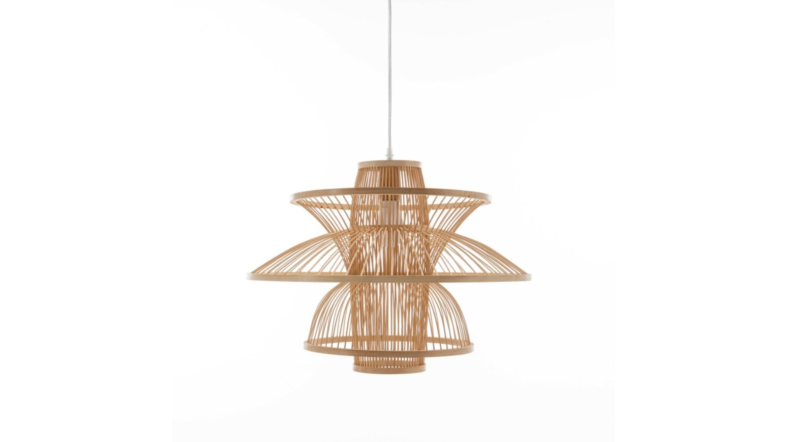 New Oriental Natural Hand-Woven Bamboo 3-Layer Pendant Lamp | Harvey Norman