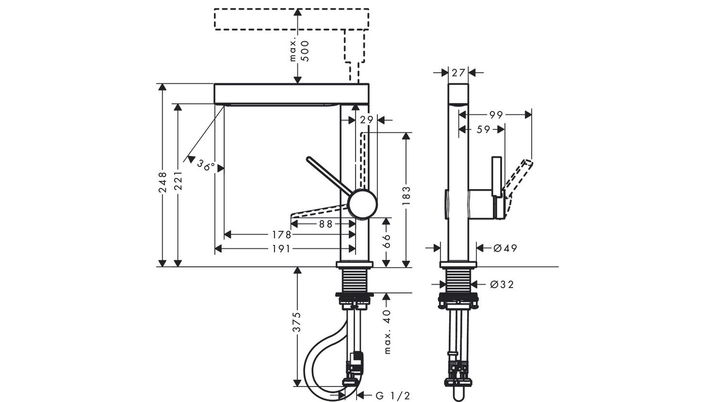 Hansgrohe Finoris Single Lever Basin Mixer 230 with Pull-Out Spray ...
