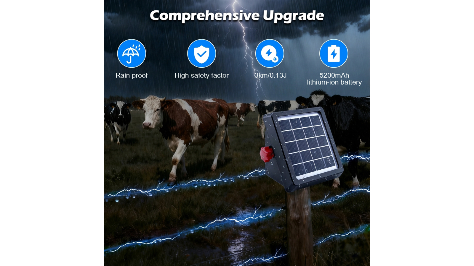 Advwin Waterproof Solar Powered Electric Fence Set | Harvey Norman