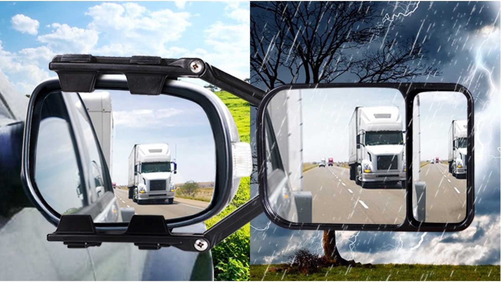 Elora Rectangle Horizontal Car Mirror Clip-on Side Extension - 2 Piece ...