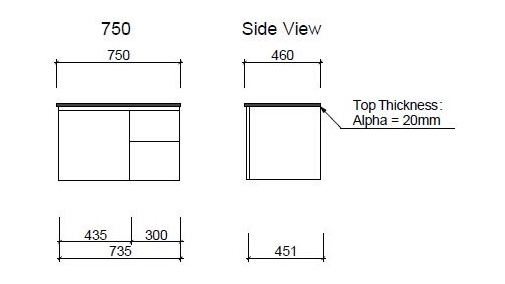 Timberline Austin 750mm Wall-Hung Vanity with Centre Bowl Alpha Ceramic ...
