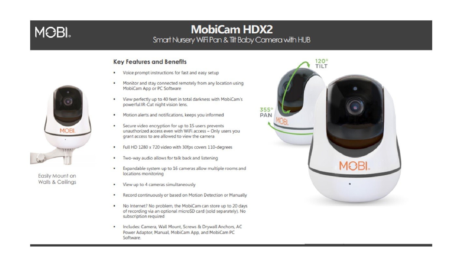 Mobicam Hdx Smart Hd Wifi Plan and Tilt Camera | Harvey Norman