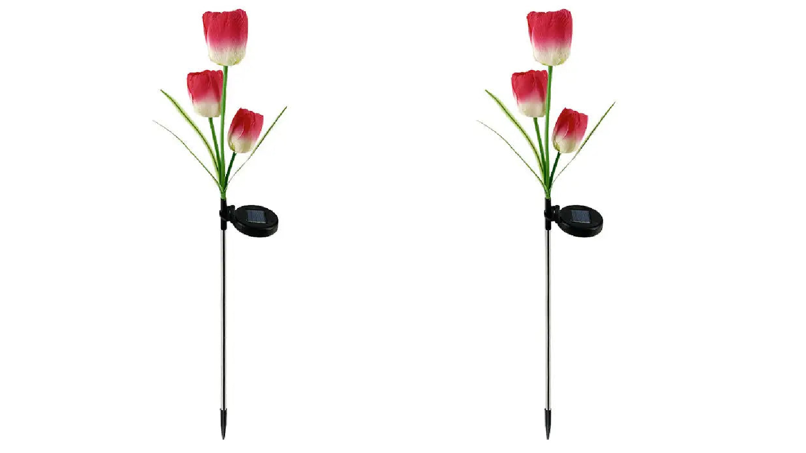 Vibe Geeks Red Solar Powered Tulip Flower Outdoor Garden Decoration - 2 ...