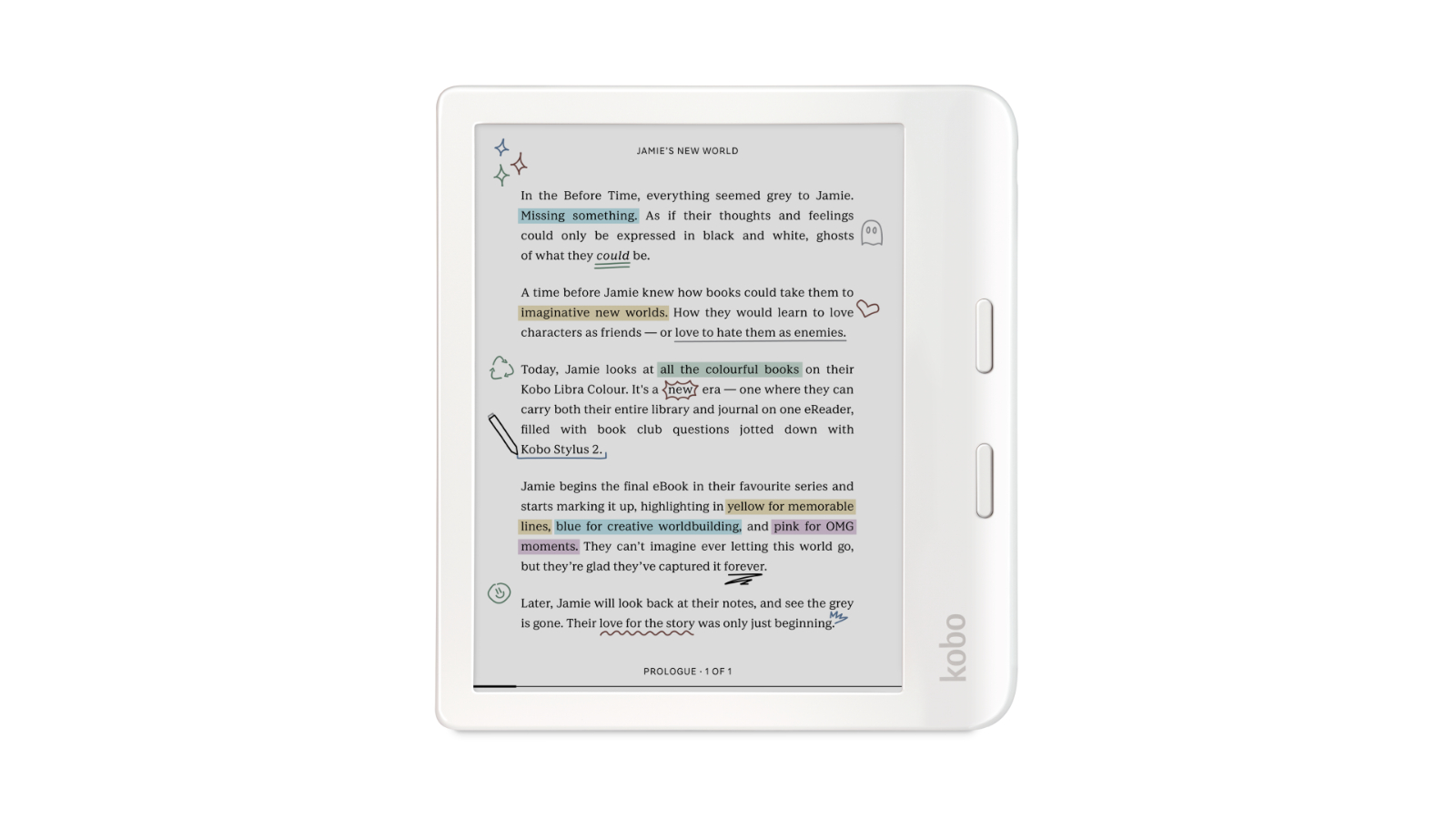 Kobo Libra Colour E-Book Reader - White | Harvey Norman