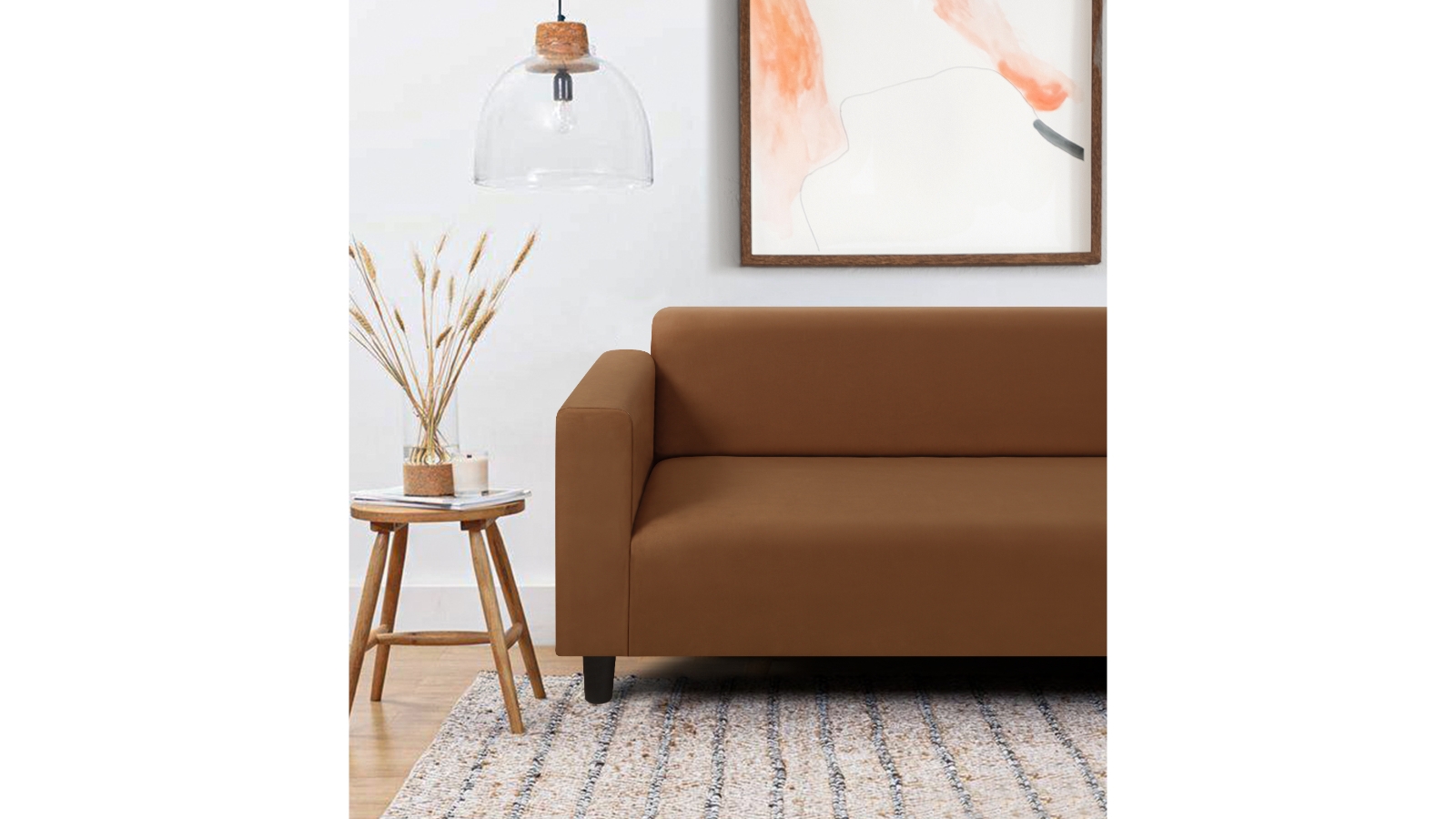 Sherwood Home 2-Seater Faux Suede Rust Sofa Cover | Harvey Norman