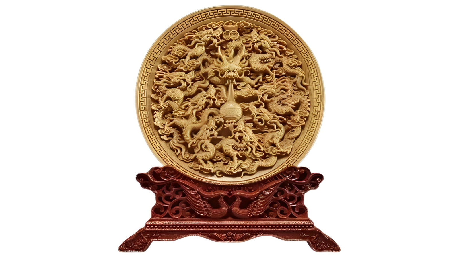 NNEOBA Dragon and Phoenix Solid Wood Statue: Artful Home Decor | Harvey ...