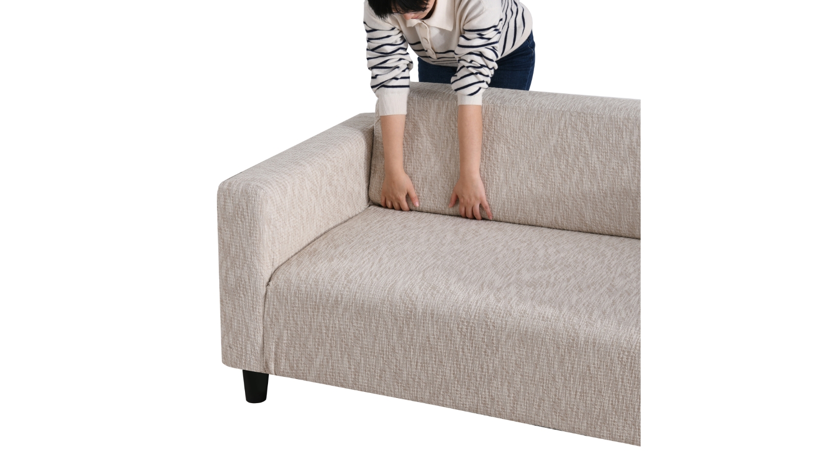 Sherwood 3 Seater Faux Linen Stretch Fit Couch Covers - Natural ...