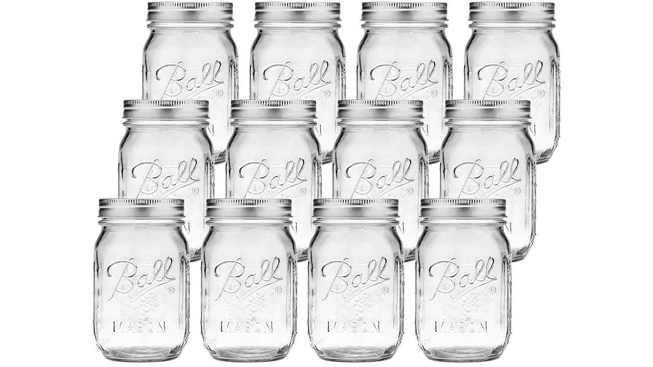 Vikus 12 Piece 480ml Canning Jars with Airtight Lids and Labels ...
